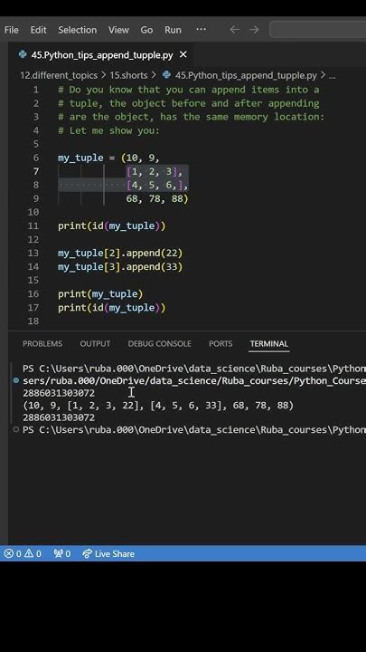 Python Tips Appending Items To A Tuple And Keeping It The Same Object Youtube