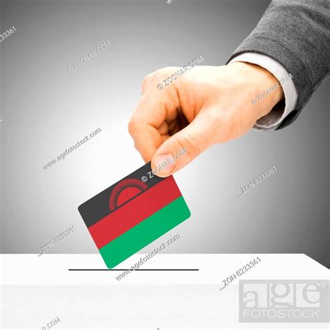 Voting Concept Male Inserting Flag Into Ballot Box Malawi Stock Photo Picture And Rights