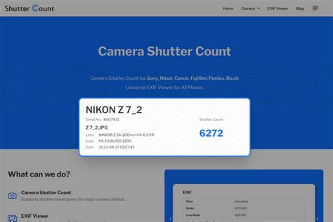 How To Check Nikon Camera Shutter Count Free Camera Shutter Count And Exif Viewer