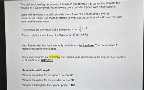 Solved The Civil Engineering Department Has Asked You To Chegg