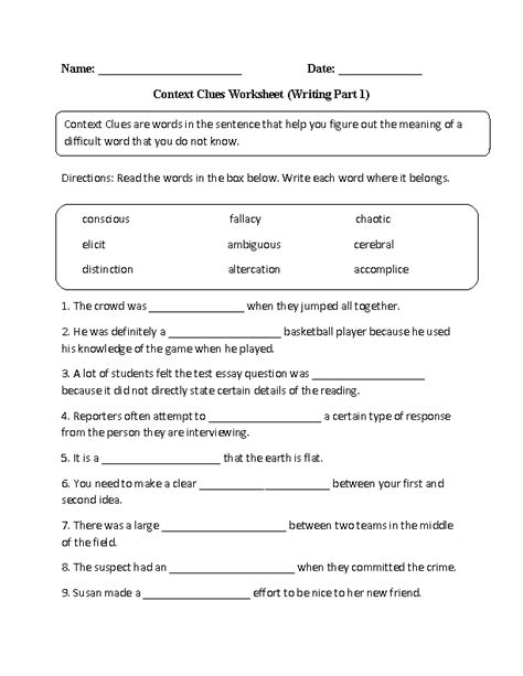 Englishlinx Com Context Clues Worksheets