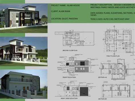 Detailed Floor Plan With Elevations Sections And 3d Rendering Upwork