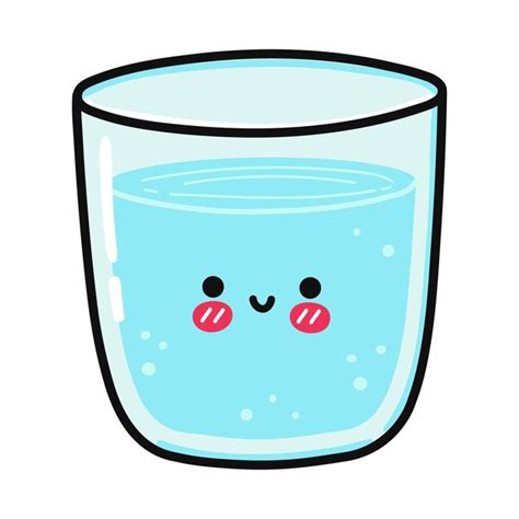 Lindo Vaso De Agua Divertido Vector Premium