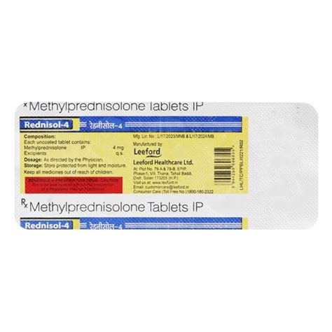Rednisol 4mg Tablet For Inflammation And Allergies Relief