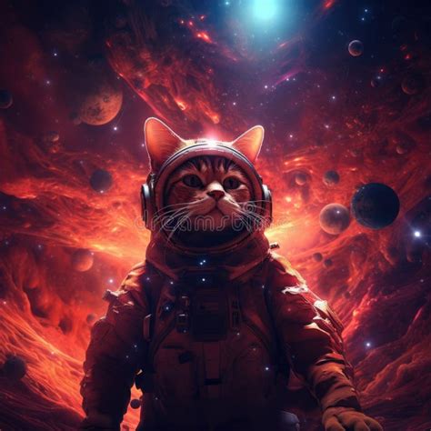Ai Generated Illustration Of An Adorable Feline Dressed In An Astronaut
