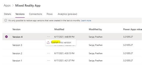Restore Old Version Of Your Canvas App For Users So That You Can Fix Issues In Current Version