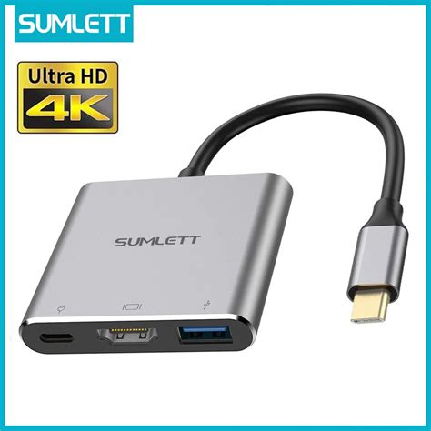 Sumlett Type C Hdmi Multiport Adapter Usb C 3 1 Thunderbolt 3 To Hdmi