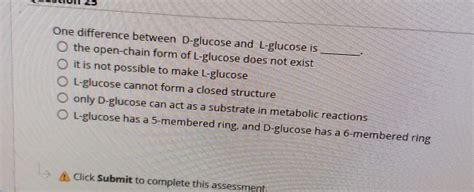 Solved One Difference Between D Glucose And L Glucose Is O Chegg Com