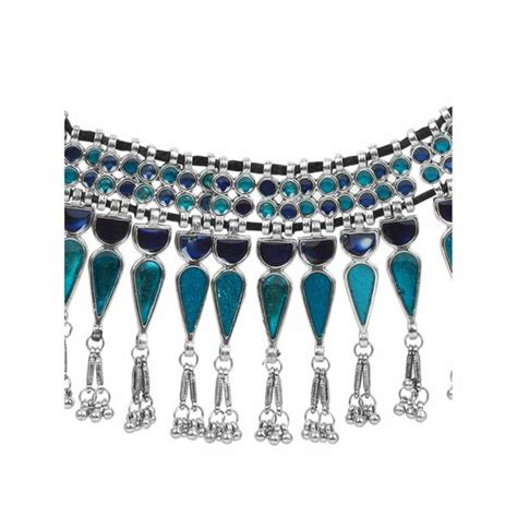 Cardinal Oxidised Aqua Blue Meenakari Choker Necklace Set Jiomart