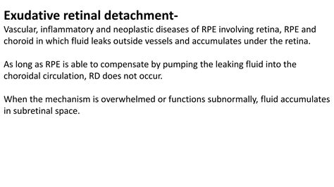 Exudative Retinal Detachment Etiopathogenesis Pptx