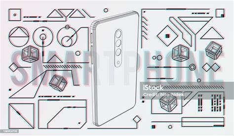 혁신적인 기술 개념 스마트 폰을위한 개발 및 코딩 Hud 스타일의 새로운 스마트 폰의 개념 개발 가상현실에 대한 스톡 벡터 아트