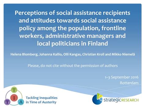 Perceptions Of Social Assistance Recipients And Attitudes Towards