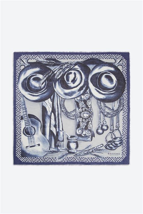 Mens Rural Scarf In Blue Gaucho Buenos Aires