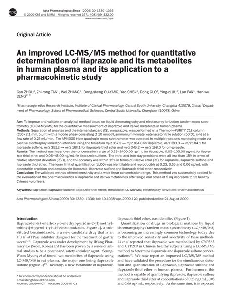 pdf an improved lc ms ms method for quantitative determination of