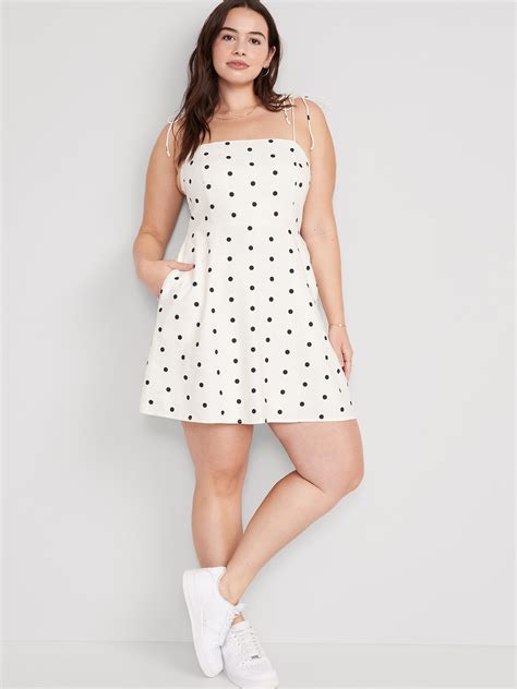 Fit And Flare Tie Strap Printed Mini Dress Old Navy
