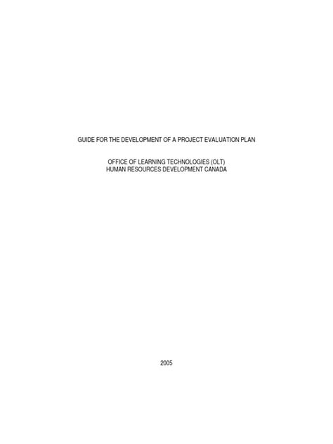 guide for the development of a project evaluation plan pdf program