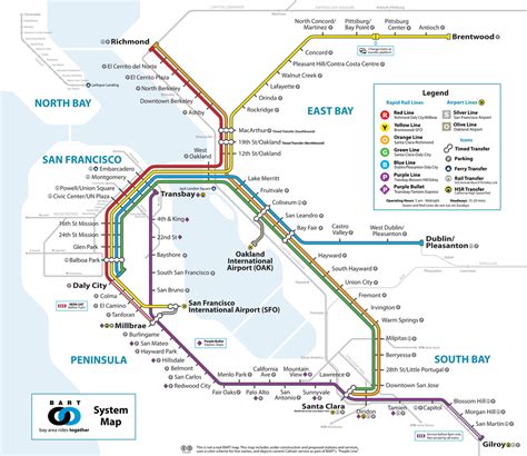 A Combined Bart And Caltrain Regional Rail Map For The Bay Area R