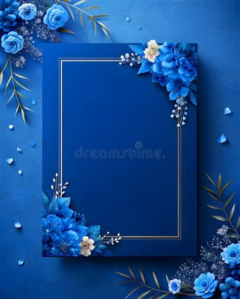 Maquillaje De La Tarjeta Azul De Invitación a La Boda Con Diseño Floral