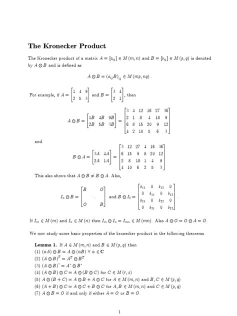 The Kronecker Product Download Free Pdf Matrix Mathematics Eigenvalues And Eigenvectors