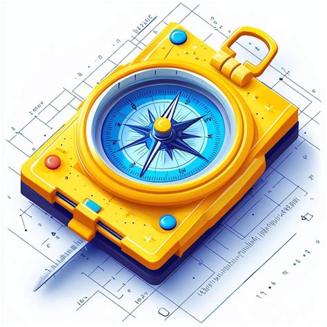 A Yellow Compass Is On A Piece Of Paper With A Blue Compass Premium
