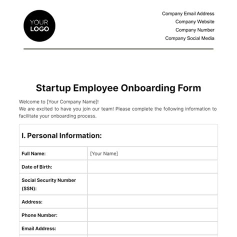 Employee Onboarding Form Template Br
