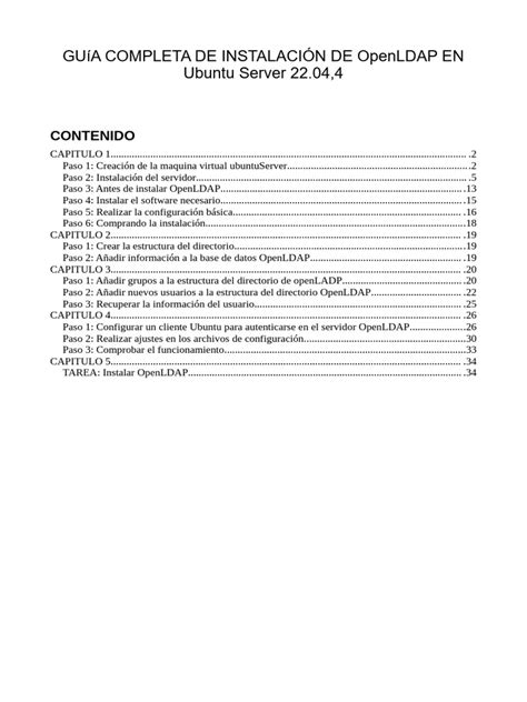 Guia Completa Instalacion Ldap En Ubuntu Server 22044 Pdf Archivo