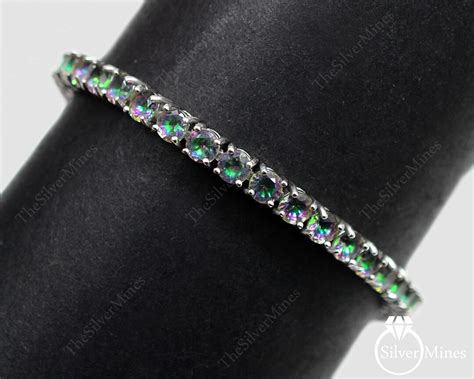 Natural Mystic Topaz Bracelet 925 Sterling Silver Tennis Bracelet