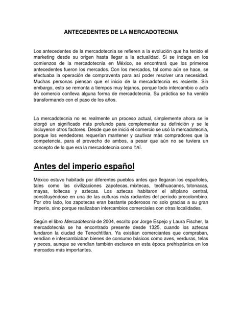 Antecedentes De La Mercadotecnia Pdf Marketing México