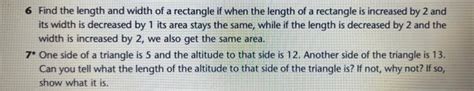 Solved Find The Length And Width Of A Rectangle If When Chegg