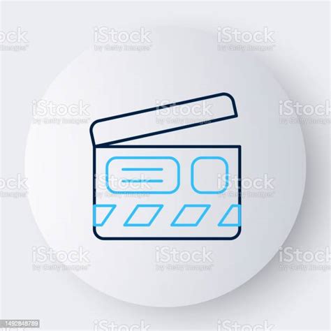 흰색 배경에 격리 된 라인 무비 클래퍼 아이콘 영화 클래퍼 보드 클래퍼보드 기호 영화 제작 또는 미디어 산업 다채로운 개요 개념 벡터 감독에 대한 스톡 벡터 아트 및 기타