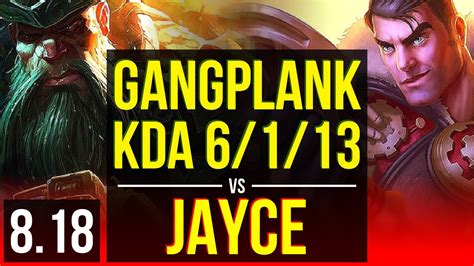 Gangplank Vs Jayce Top Kda 6113 1300 Games Na Master V818