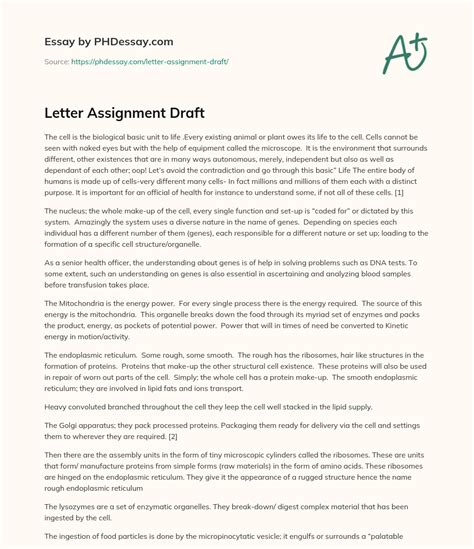 Letter Assignment Draft