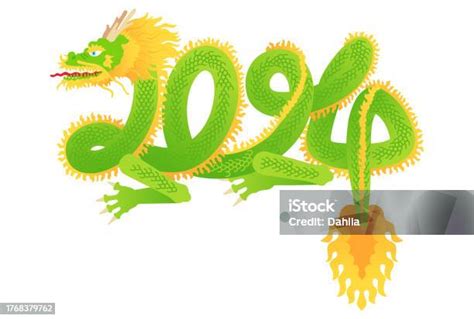 용의 몸으로 2024년을 표현한 연하장 일러스트입니다 0명에 대한 스톡 벡터 아트 및 기타 이미지 0명 2024년 가공의