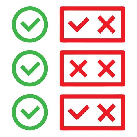 Green Checkmarks And Red Crosses Simple Icons For Correct And Incorrect Answers Multiple Choice