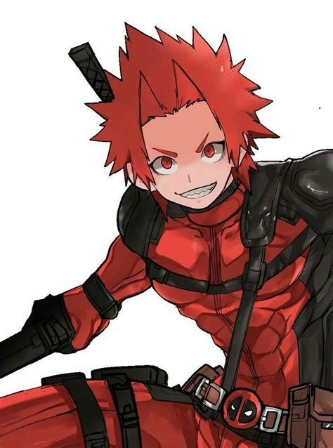 Kirishima In Deadpools Suit Wow Kirishima Eijirou Kirishima My