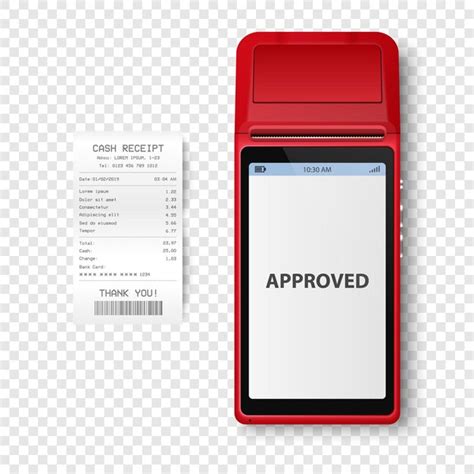 Premium Vector Vector D Red Nfc Payment Machine And Paper Check Receipt Isolated Wifi