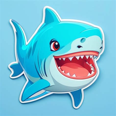 Premium Ai Image A Nice Smiling Shark Vectorstyle Sticker Image 1