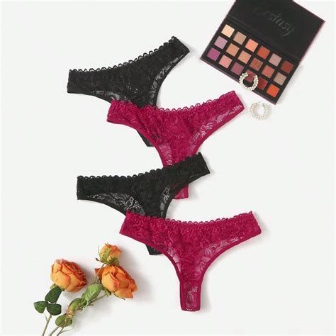 Lace Perspective Thongs Shein Usa