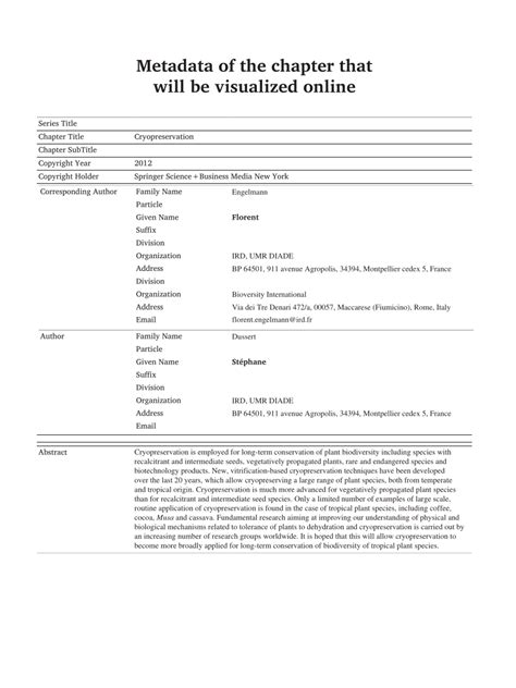 Pdf Cryopreservation