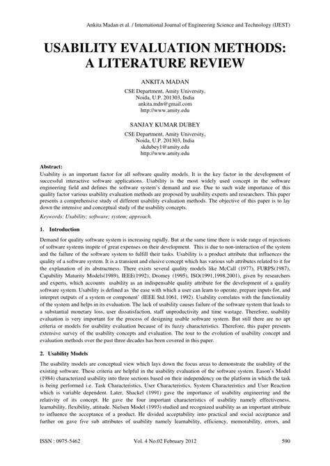 pdf usability evaluation methods a literature review