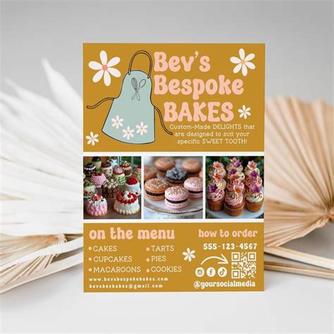 Cake Business Flyer Canva Template Diy Bakery Marketing Flyer Cupcake Macaroons Business Flyer