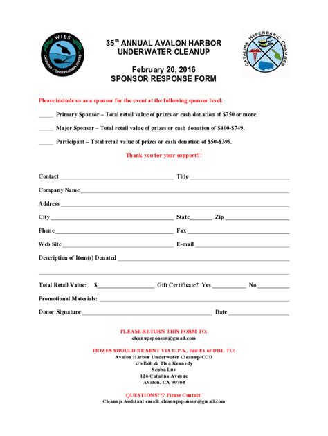 Fillable Online Dornsife Usc Sponsor Response Form 35th Annual Doc Fax