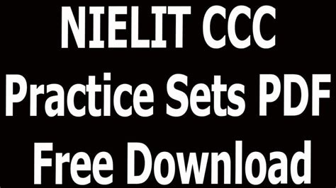 Nielit Ccc Practice Sets Pdf Free Download
