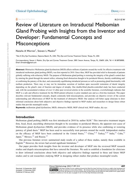 Pdf Review Of Literature On Intraductal Meibomian Gland Probing With