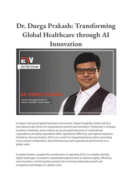 Dr Durga Prakash Transforming Global Healthcare Pdf