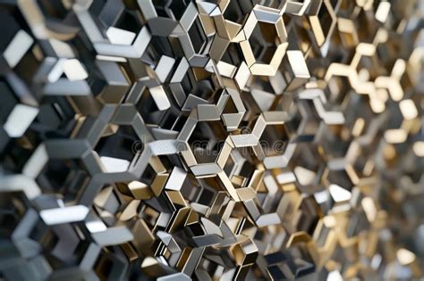 A Complex Pattern Of Interwoven Hexagons And Triangles Each Section In A Different Metallic