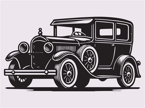 Black Color Vintage Car Silhouette For Timeless Automotive Designs And