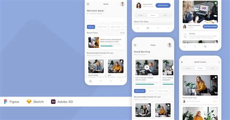 Online Class Mobile App Ui Kit Ux And Ui Kits Ft Online And Education Envato Elements