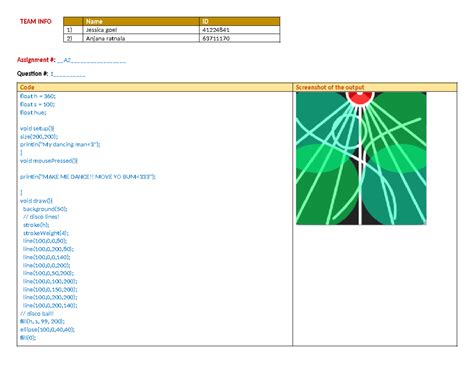 Lab 2 Assignment Code For Interactive Dancing Animation Team Info Name Id 1 Jessica Goel