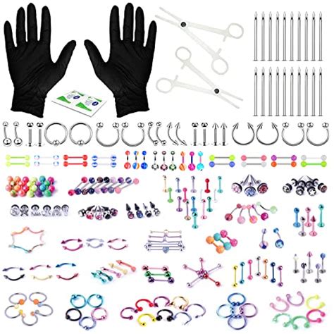 Bodyj4you 156pc Body Piercing Kit Belly Ring Nose Septum Tragus Ear